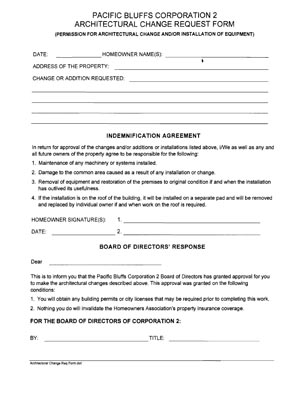 Architectural Change Request – Pacific Bluffs Corp 2